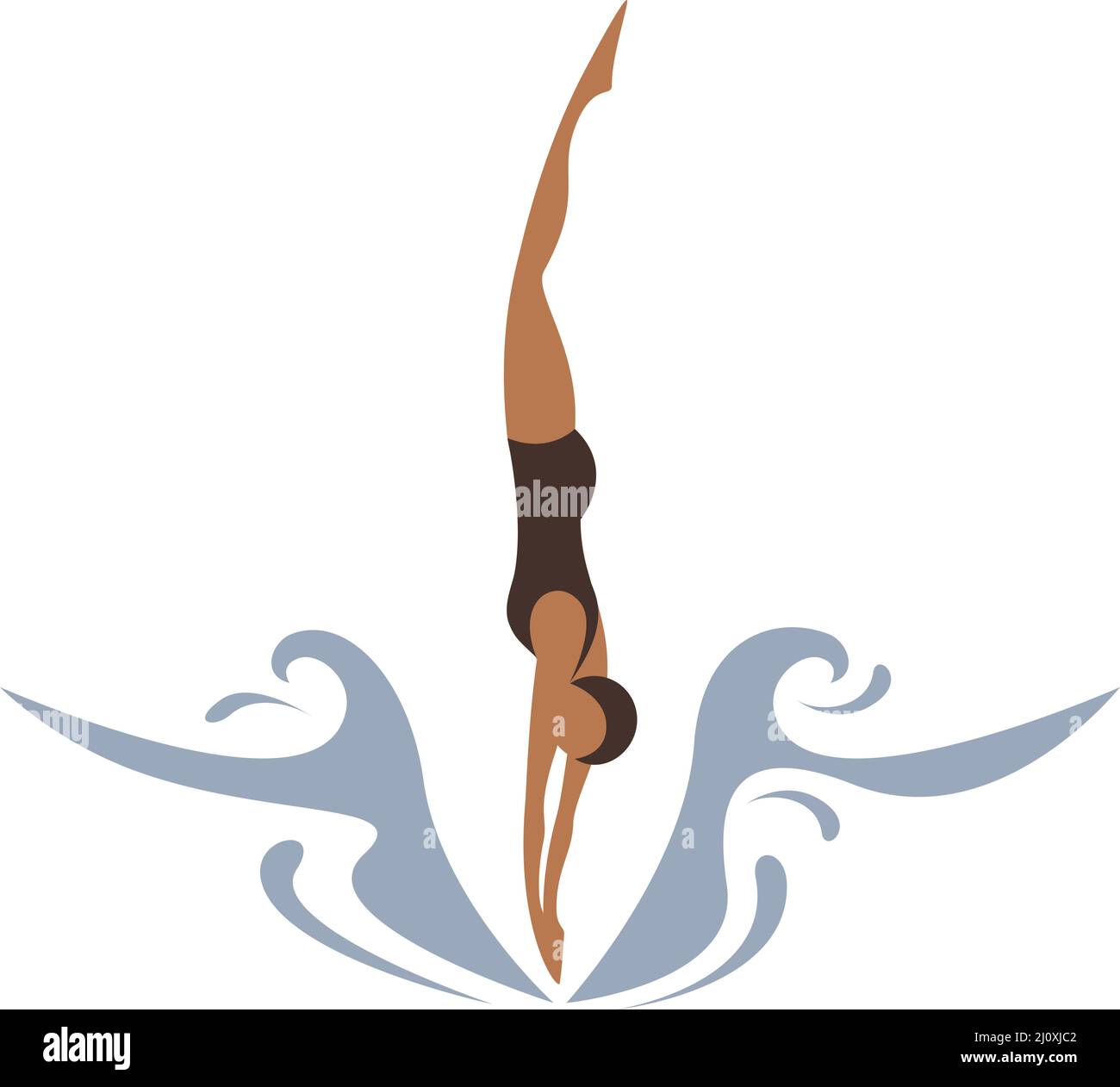 Vector illustration of cartoon swimmer character on white background ...