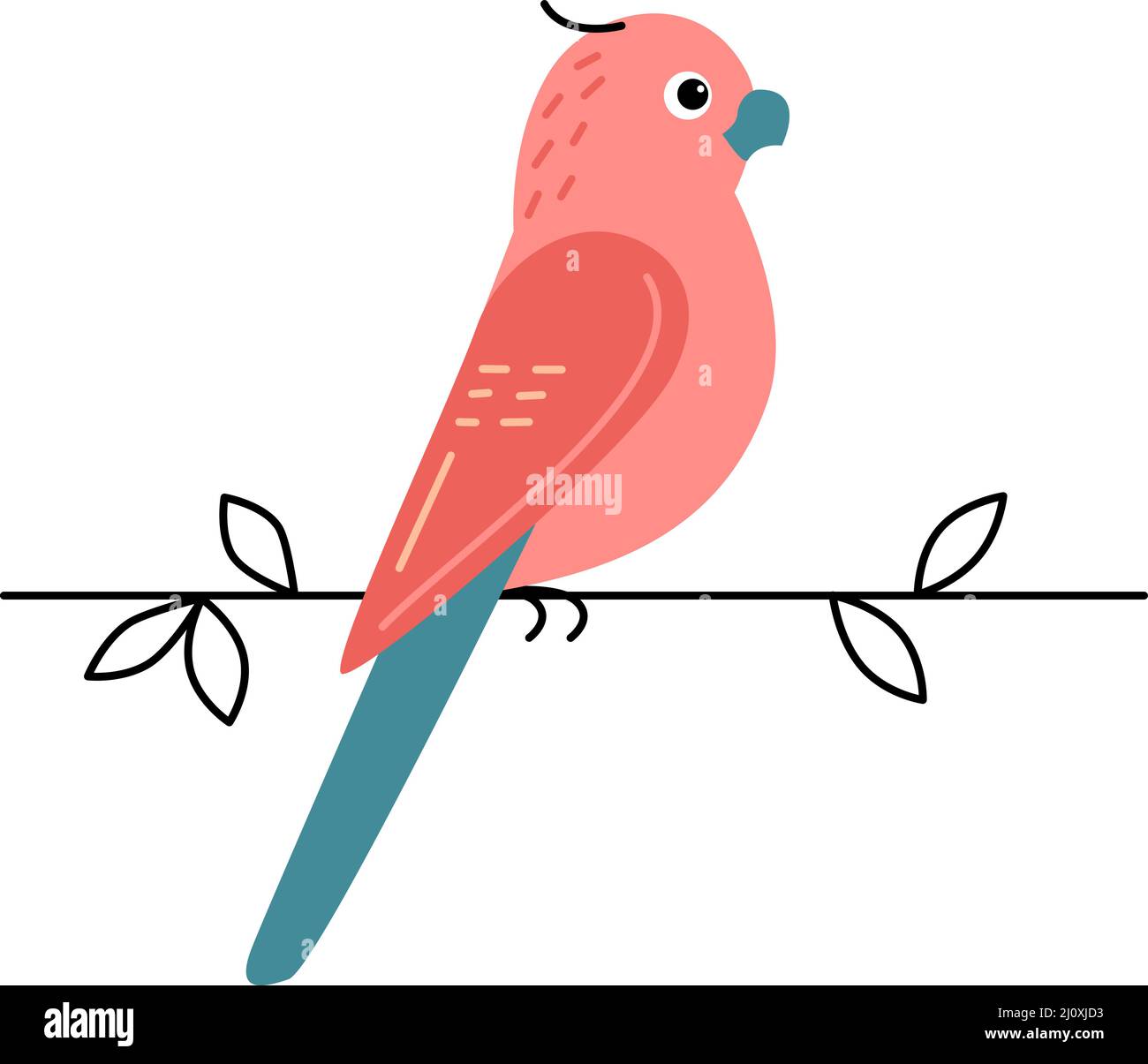 Vector illustration of cartoon pink parrot on white background Stock ...