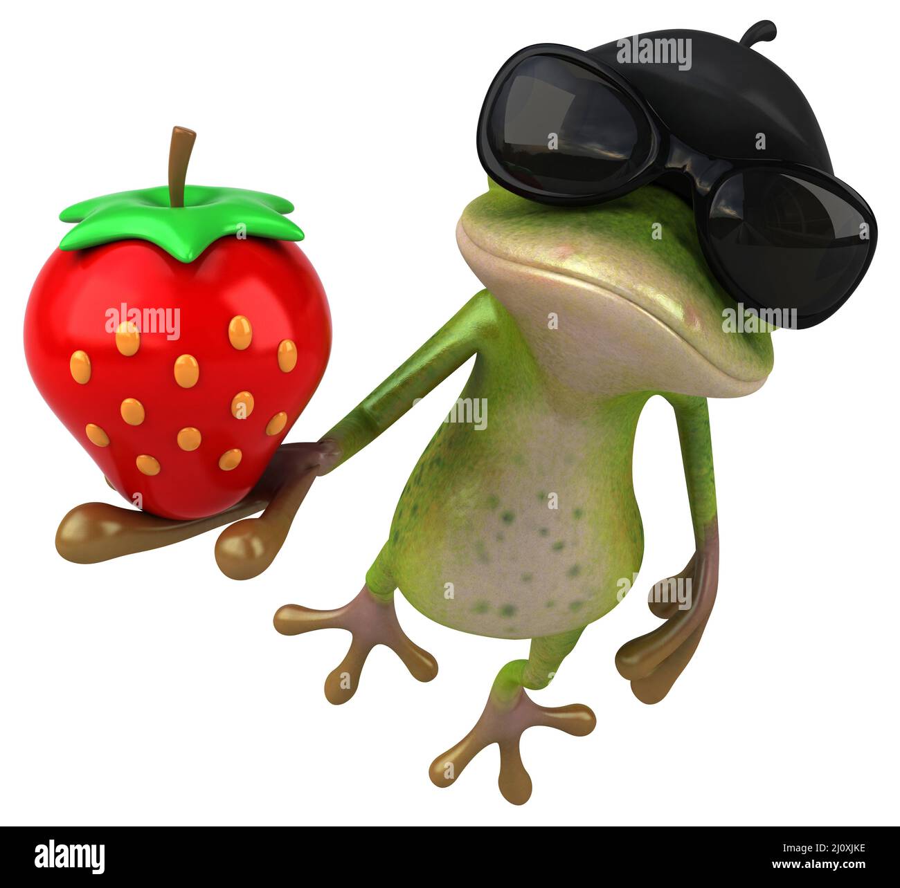 Fun french frog - 3D Illustration Stock Photo - Alamy