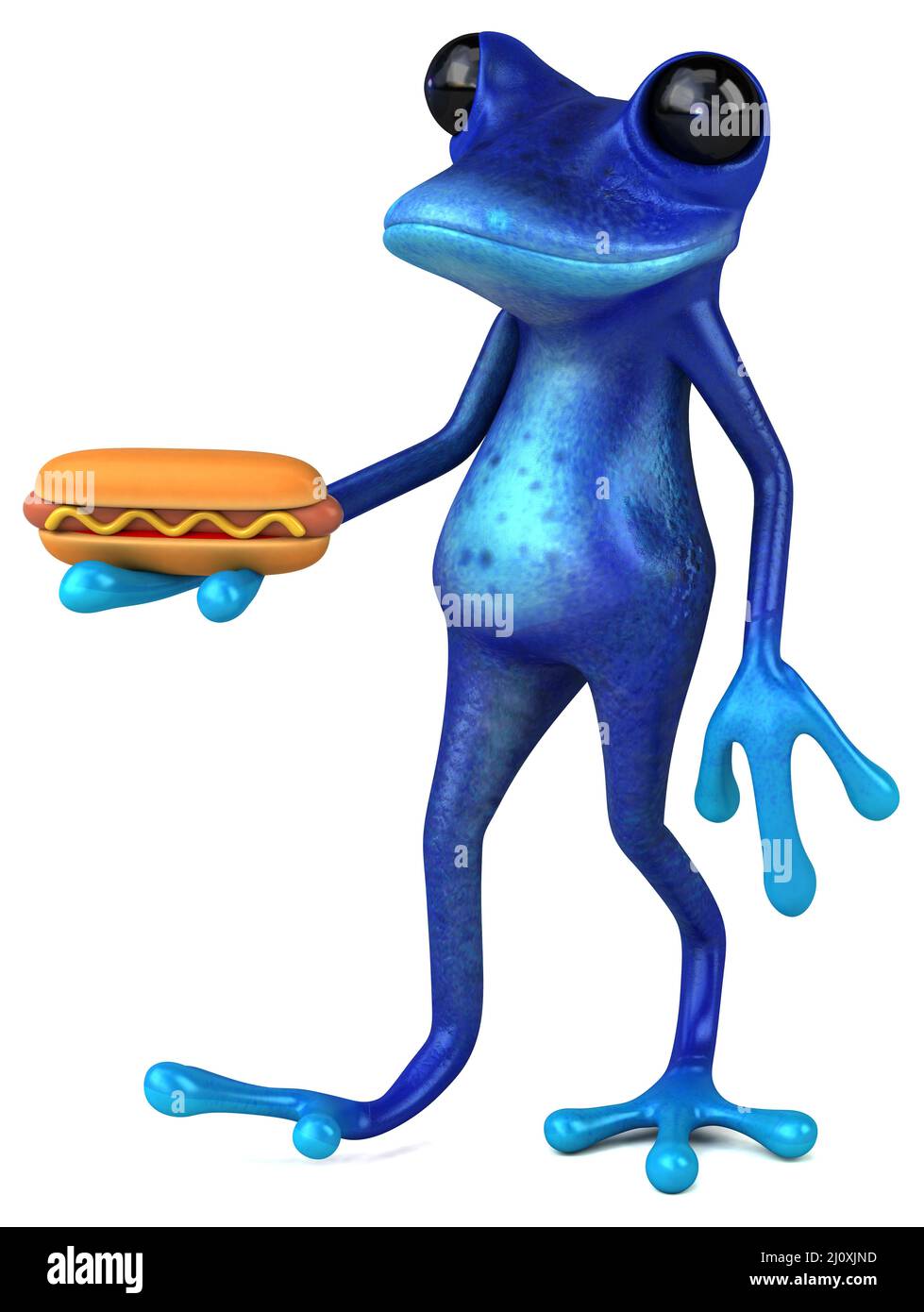 Fun blue frog - 3D Illustration Stock Photo - Alamy