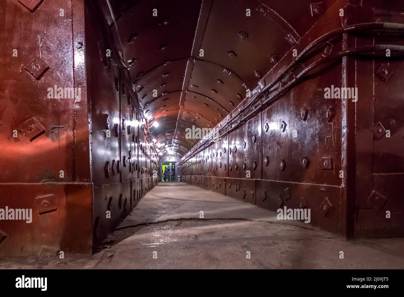 Moscow, Russia - March. 2013: Tunnel at Bunker-42, anti-nuclear ...