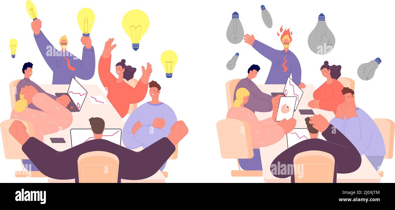 Positive and negative motivation. Creative teamwork, successful and ...