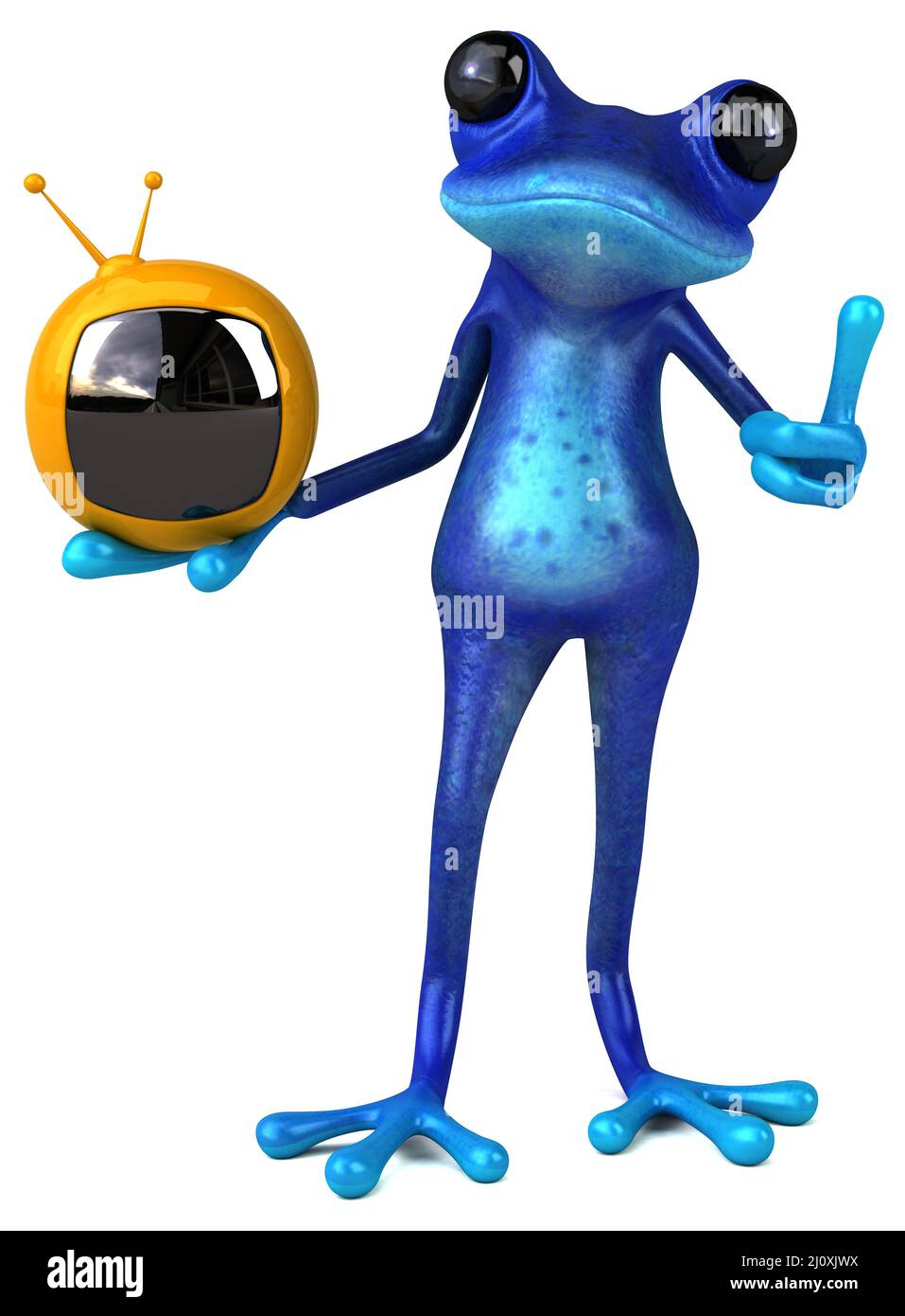 Fun blue frog - 3D Illustration Stock Photo - Alamy