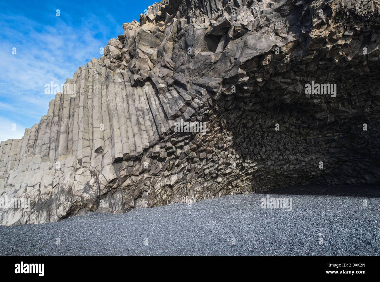 Basalt rock pillars columns at Reynisfjara beach near Vik, South ...