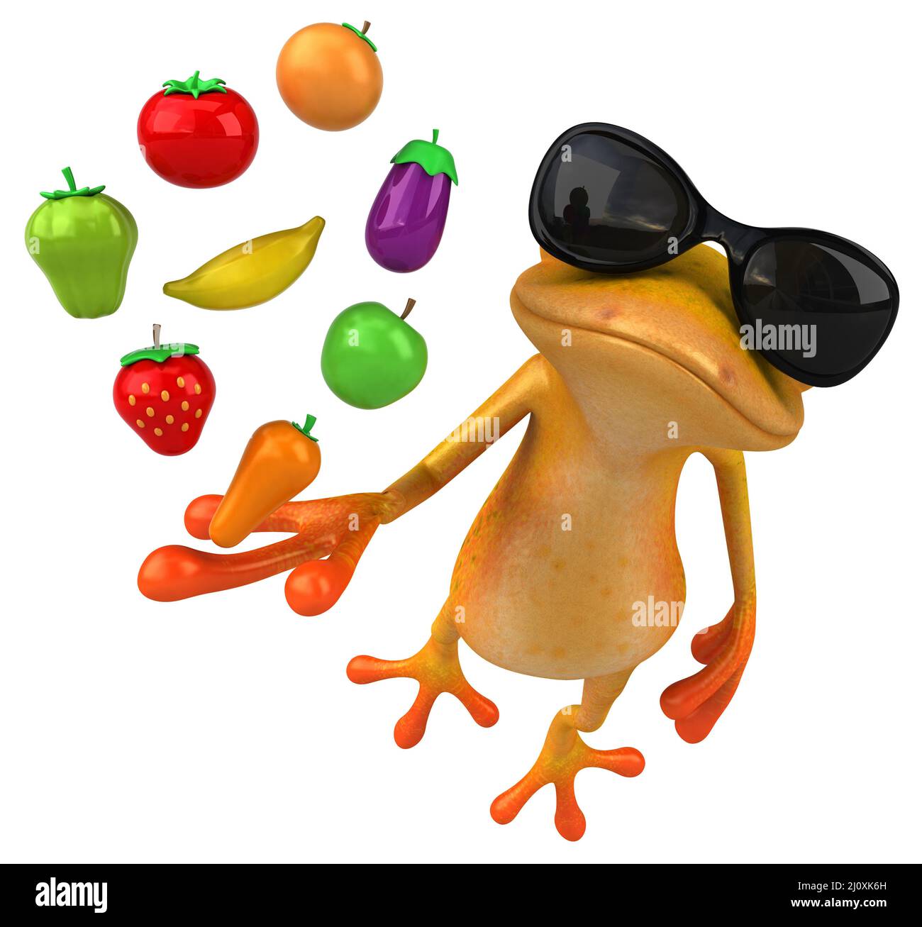 Fun yellow frog - 3D Illustration Stock Photo - Alamy