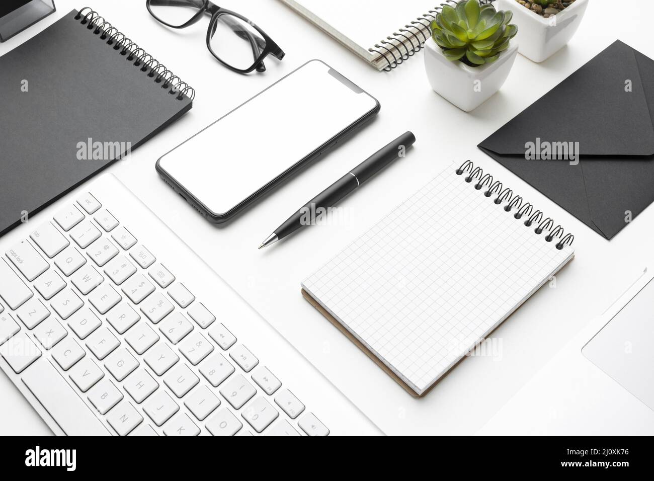 High angle office desk assortment. High quality photo Stock Photo - Alamy