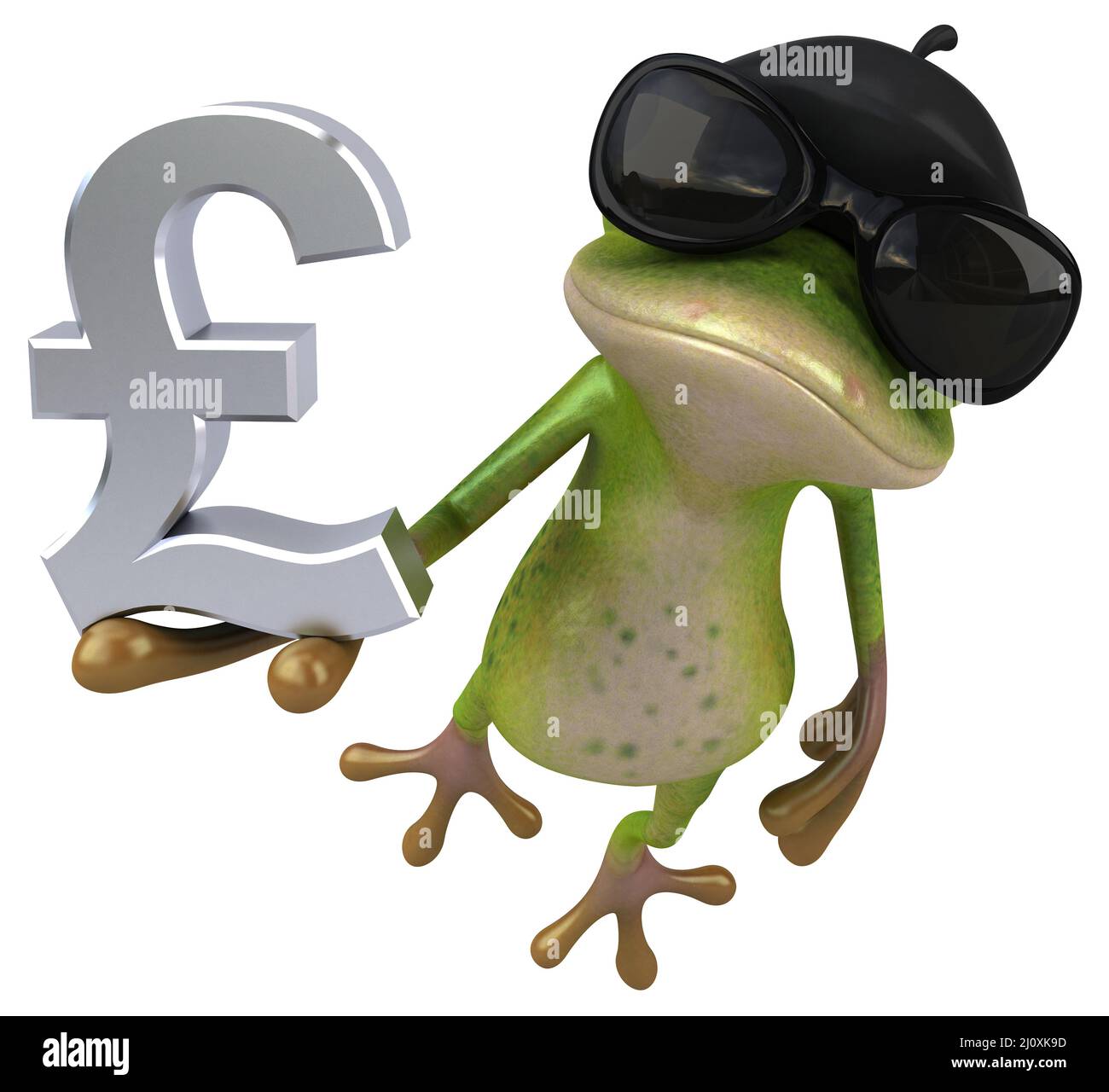 Fun french frog - 3D Illustration Stock Photo - Alamy