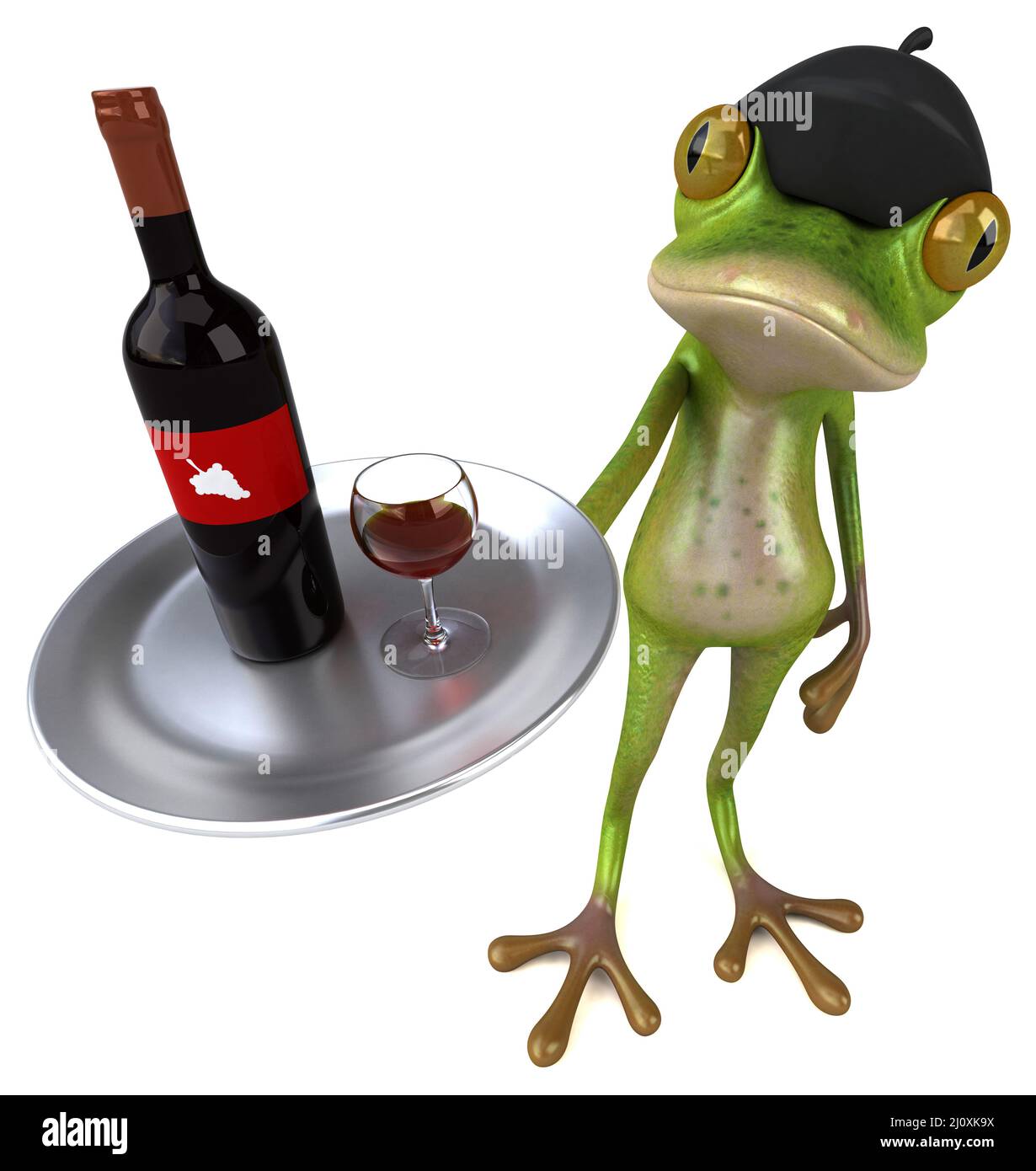 Fun french frog - 3D Illustration Stock Photo - Alamy