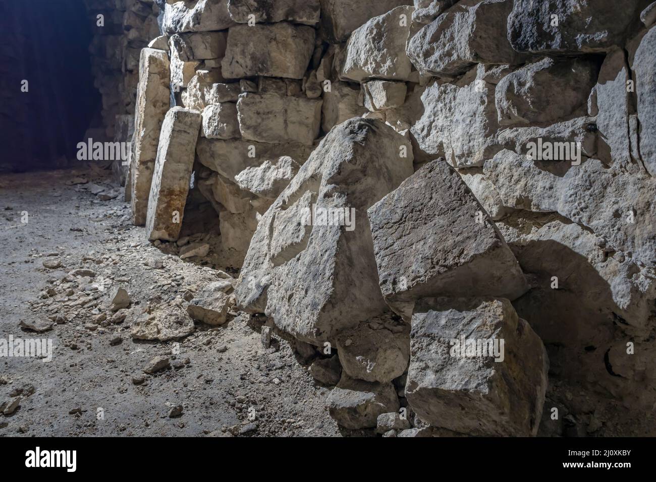 big stone bricks in the corridor of limestone mine Stock Photo - Alamy