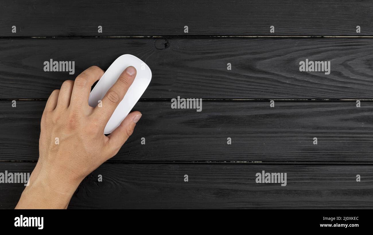 Hand holding mouse copy space. High quality beautiful photo concept ...
