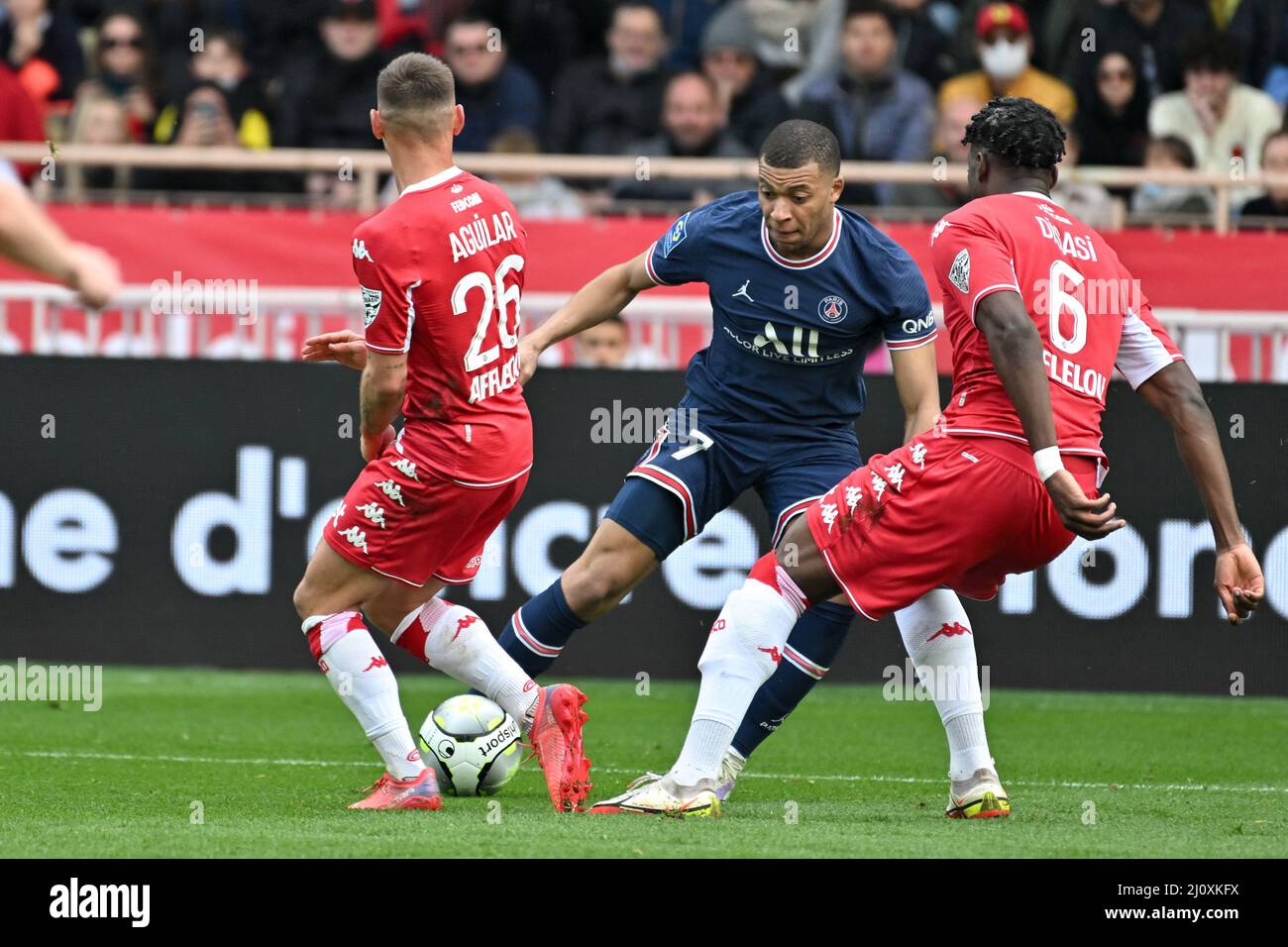Kylian Mbappe - AS Monaco vs PSG in Monaco on March 20, 2022. Photo by ...