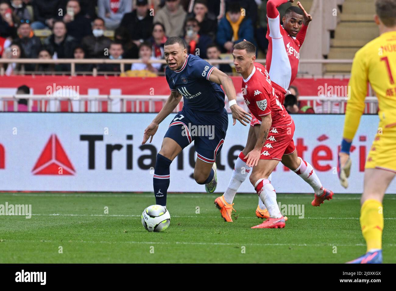 Kylian Mbappe - AS Monaco vs PSG in Monaco on March 20, 2022. Photo by ...