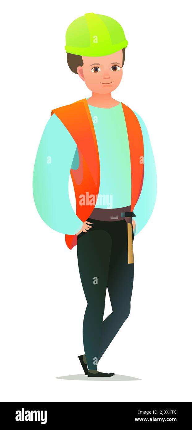 Little boy in overalls. Teen Handyman, locksmith or repairman. Cheerful ...