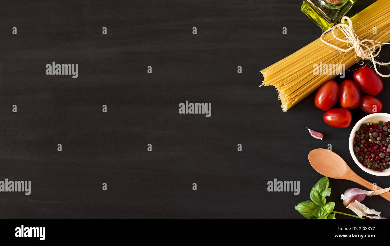 Ingredients italian pasta black background. High quality beautiful ...