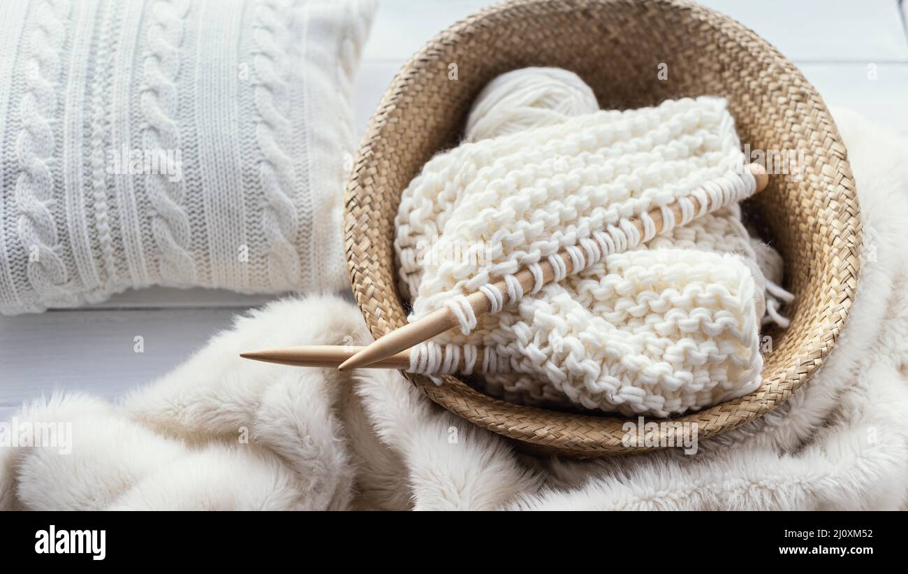Knitting tools close up Stock Photo - Alamy