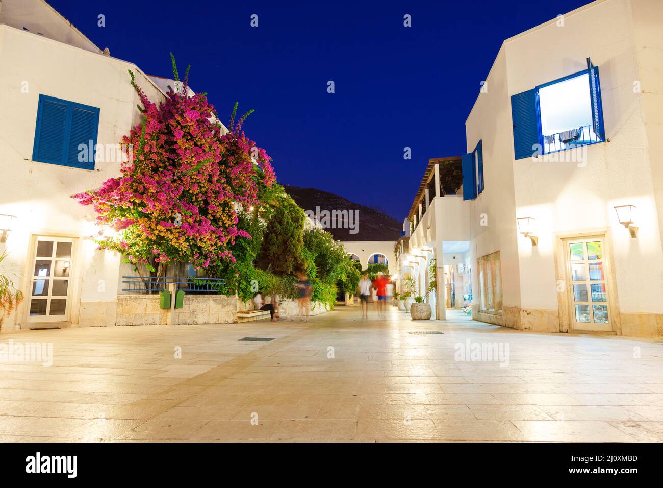 Night street in the town of Budva. Montenegro, Balkans, Europe. Beauty ...