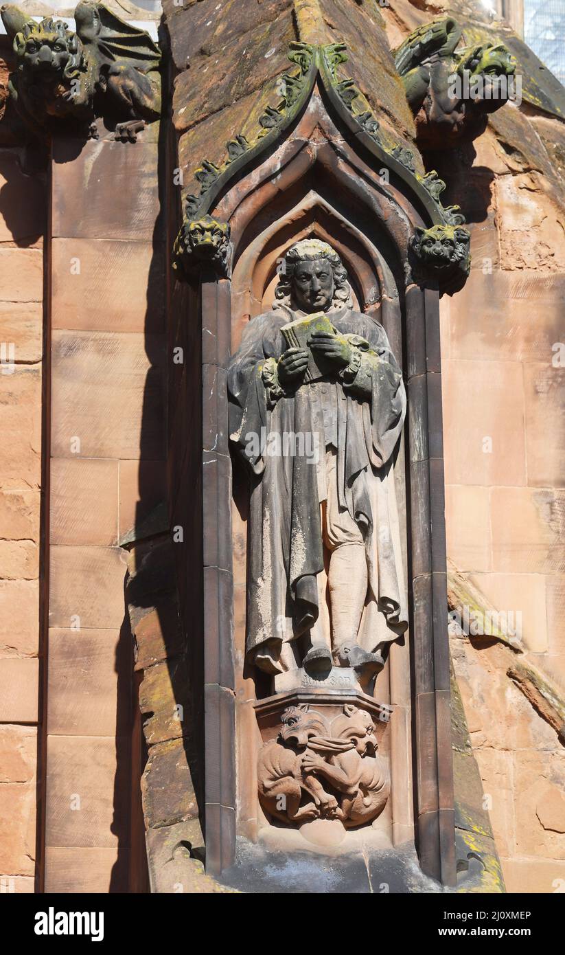 Statue of Samuel Johnson, English writer and lexicographer on the south ...