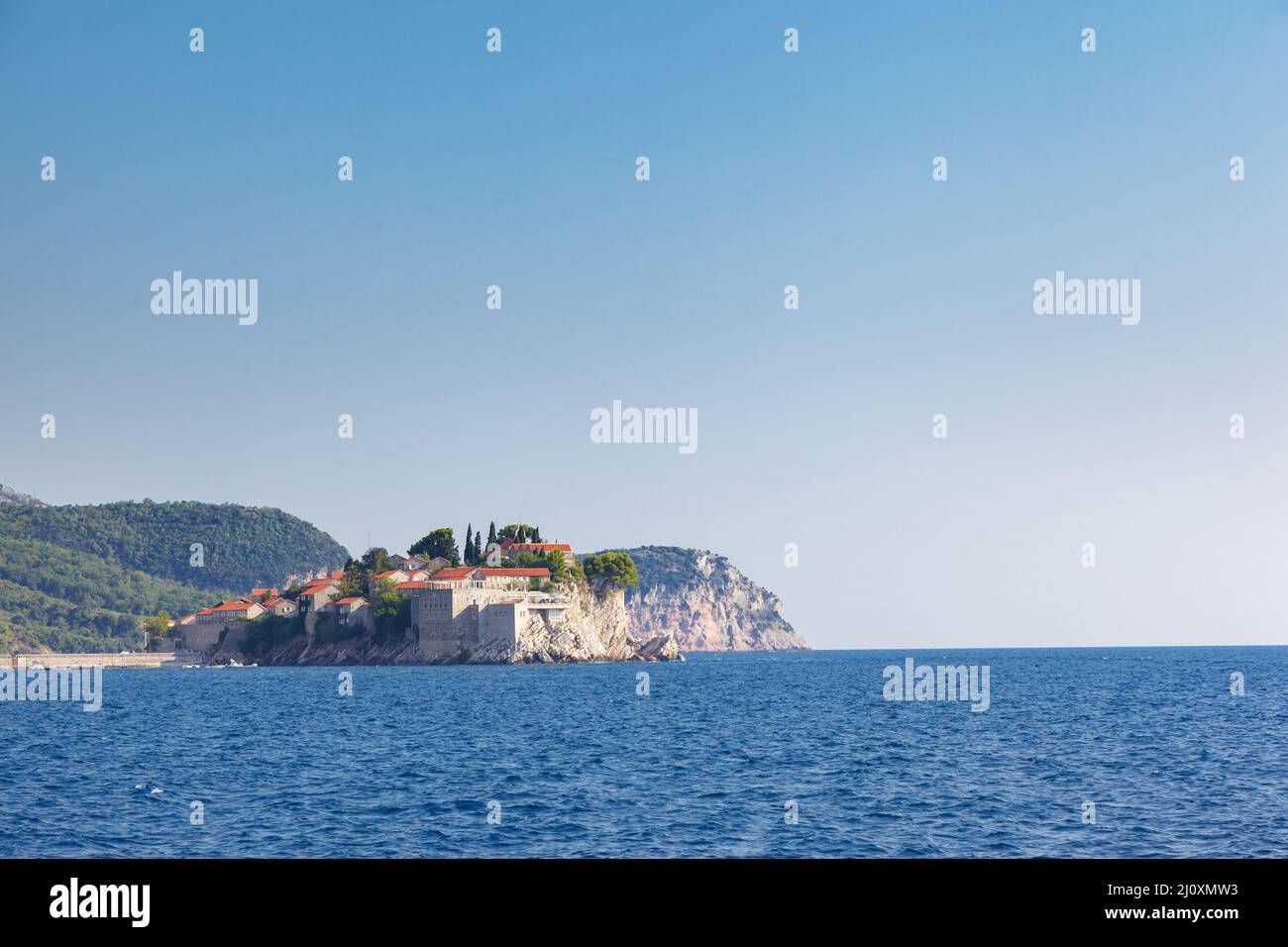 Sveti Stefan, small islet and resort in Montenegro. Balkans, Adriatic ...