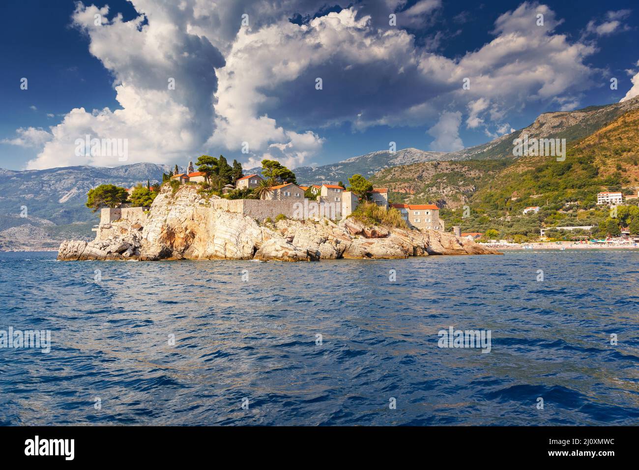 Sveti Stefan, small islet and resort in Montenegro. Balkans, Adriatic ...