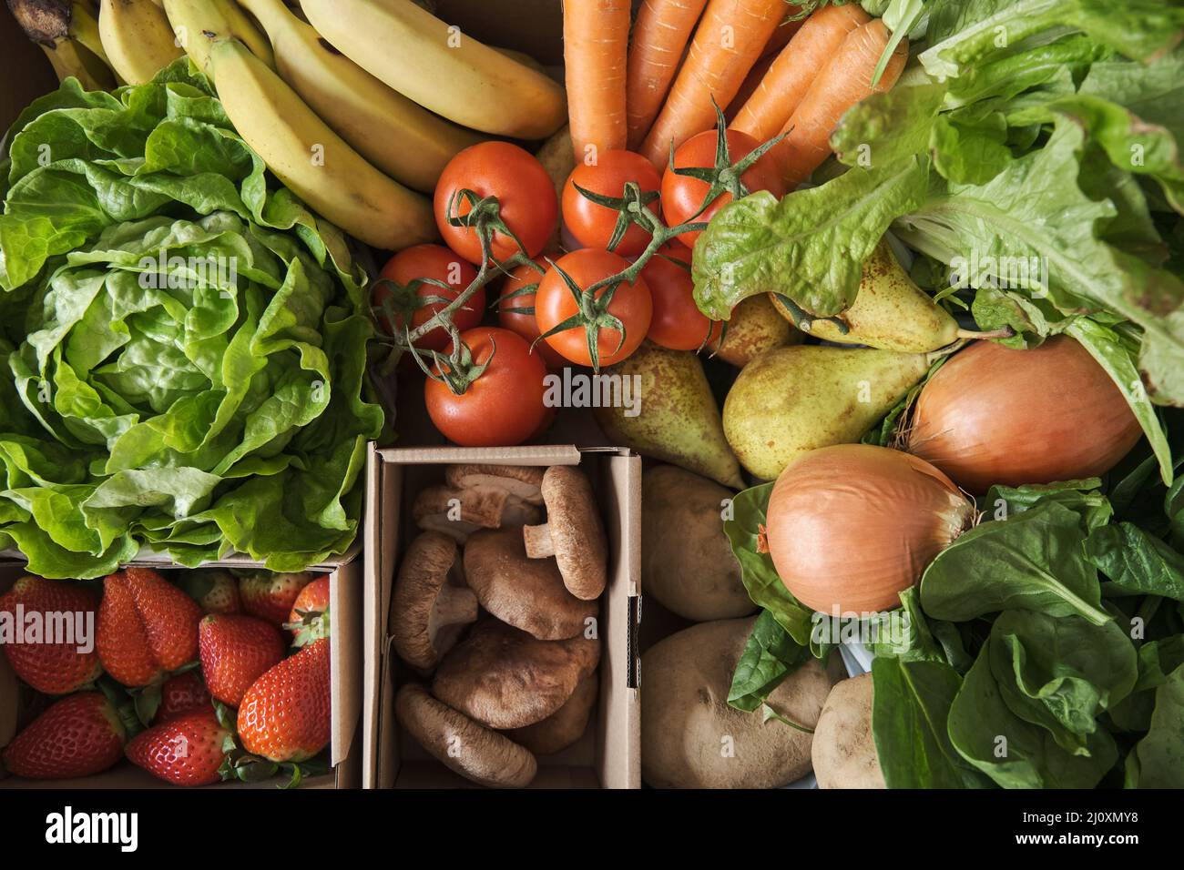 Fruits and vegetables. Fresh and organic grocery ingredients Stock ...