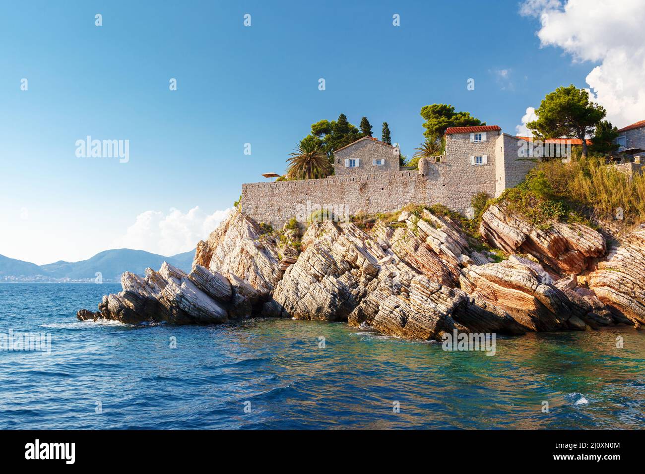 Sveti Stefan, small islet and resort in Montenegro. Balkans, Adriatic ...