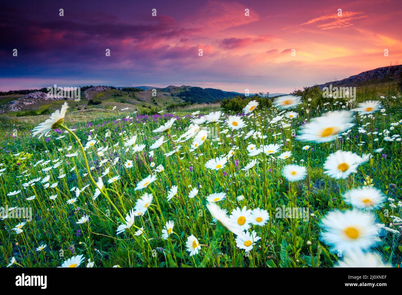 Majestic sunset in the mountains landscape. Dramatic overcast sky ...
