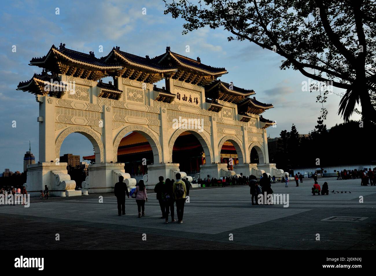 Exterior of National Chiang Kai-shek Memorial Hall and the people in ...