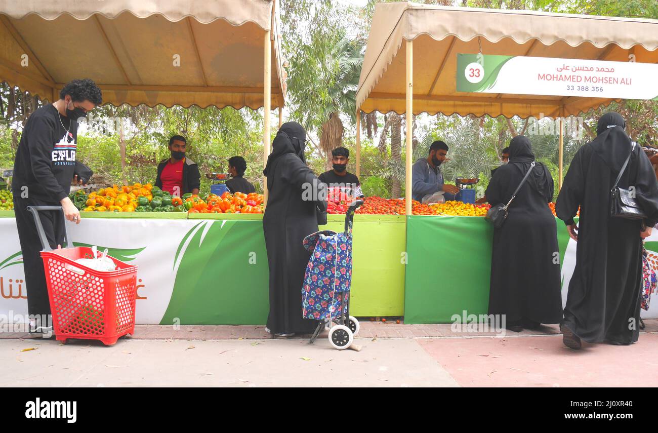Bahraini women at the farmers’ market, the botanical garden, Budaiya ...