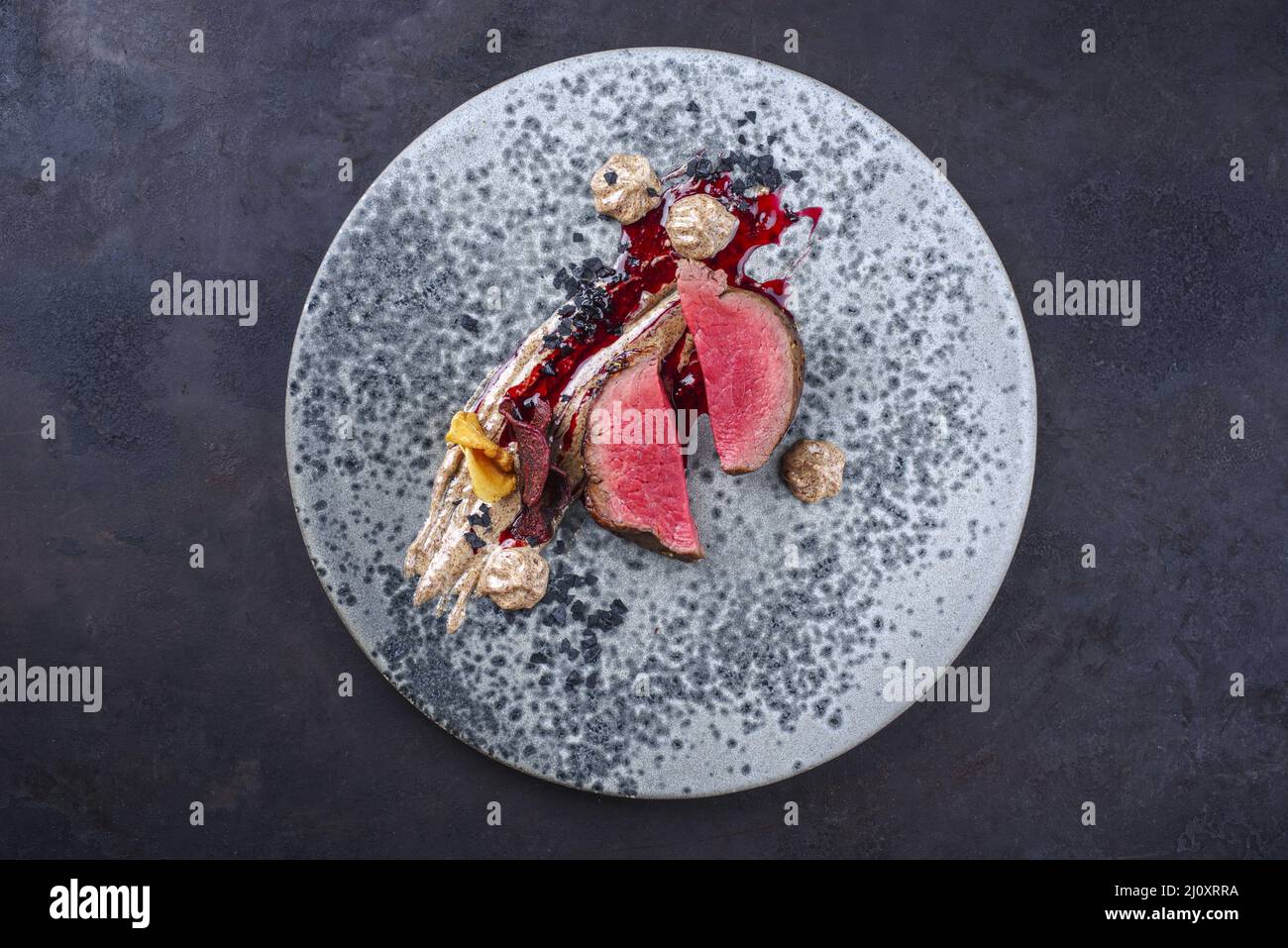 Modern style traditional barbecue dry aged angus beef tenderloin steak ...