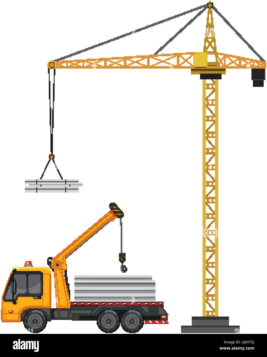Crane tower and machine on white background illustration Stock Vector ...