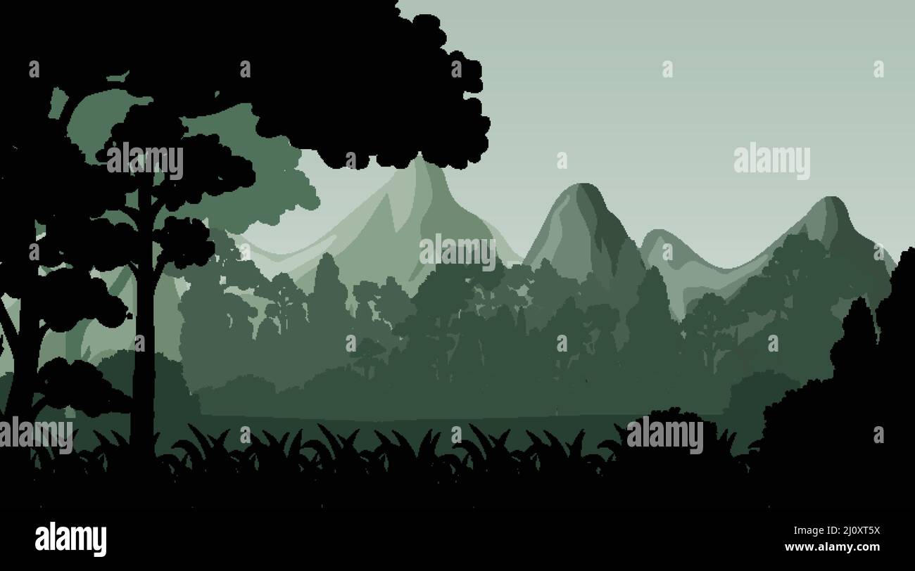 Silhouette shadow of forest scene illustration Stock Vector Image & Art ...