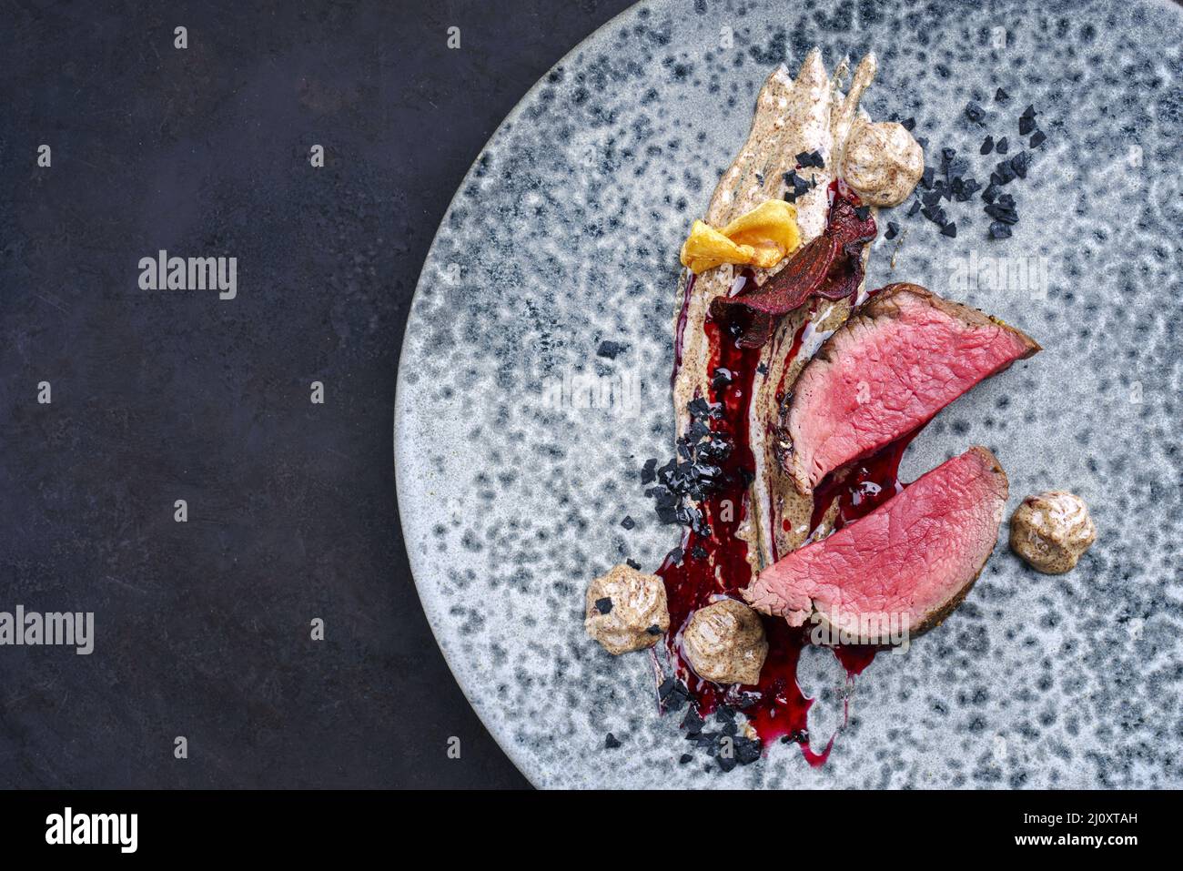 Modern style traditional barbecue dry aged angus beef tenderloin steak ...