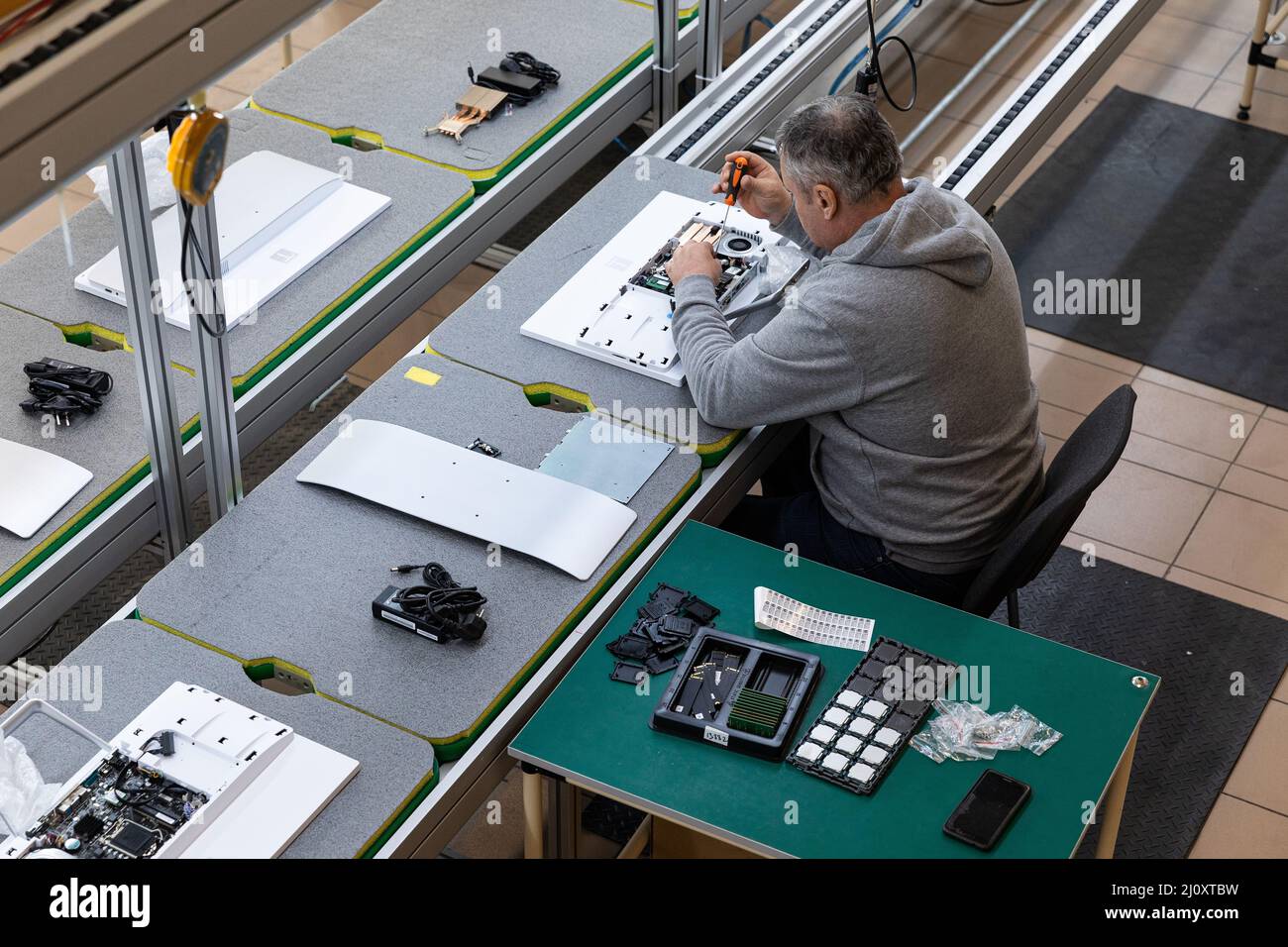 Minsk, Belarus - Dec 15, 2021: Photo of a plant for assembling ...