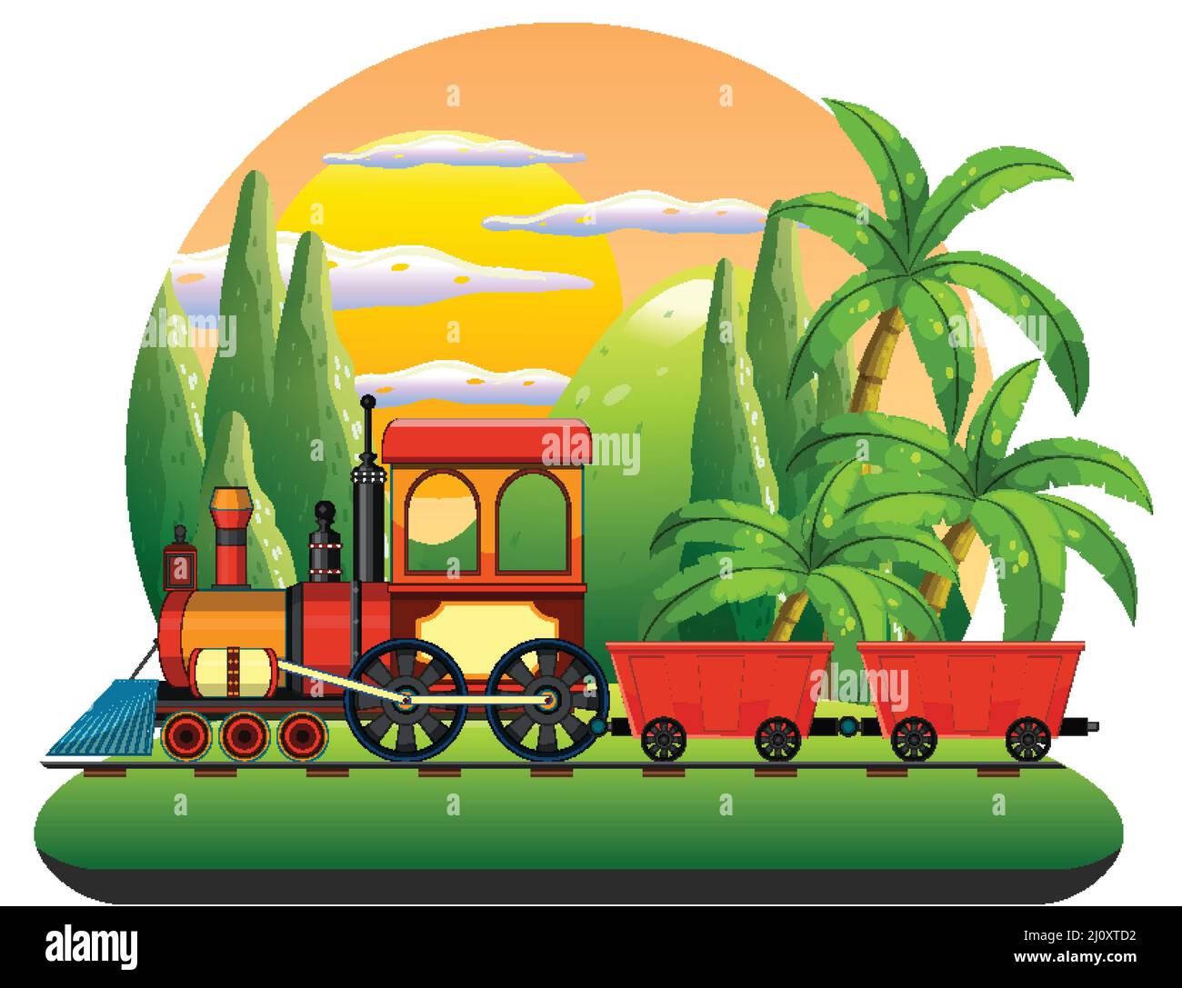 Train with natural scene illustration Stock Vector Image & Art - Alamy