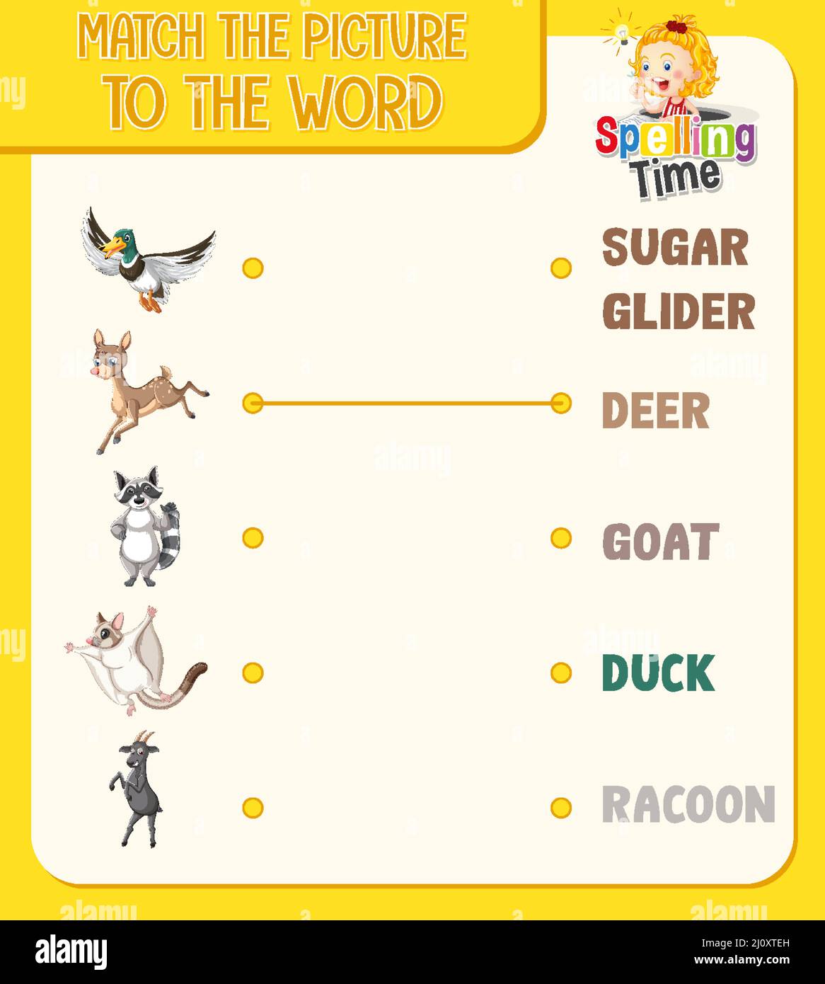 Word to picture matching worksheet for children illustration Stock ...