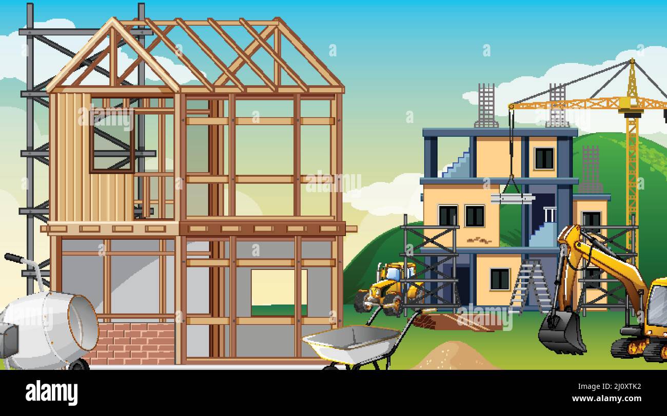 Building construction site scene illustration Stock Vector Image & Art ...