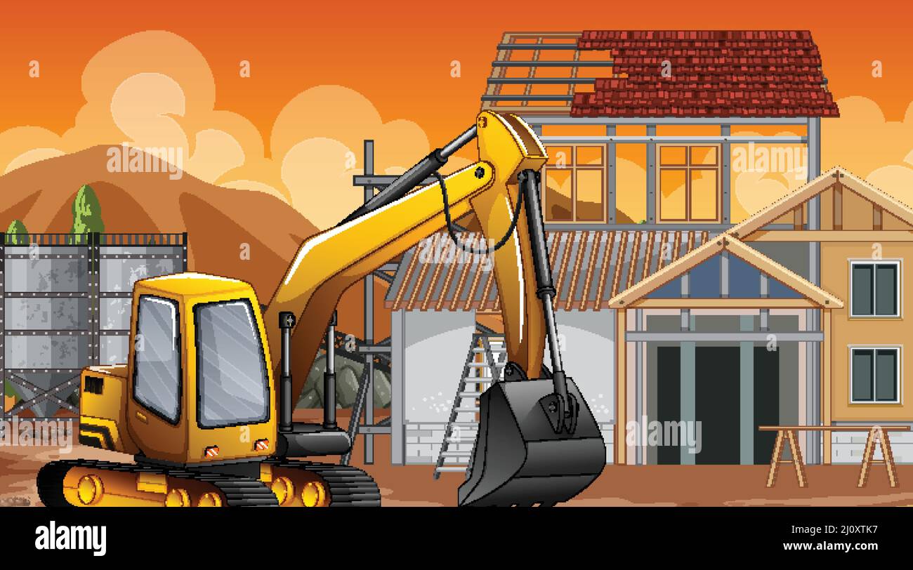 House construction site scene illustration Stock Vector Image & Art - Alamy