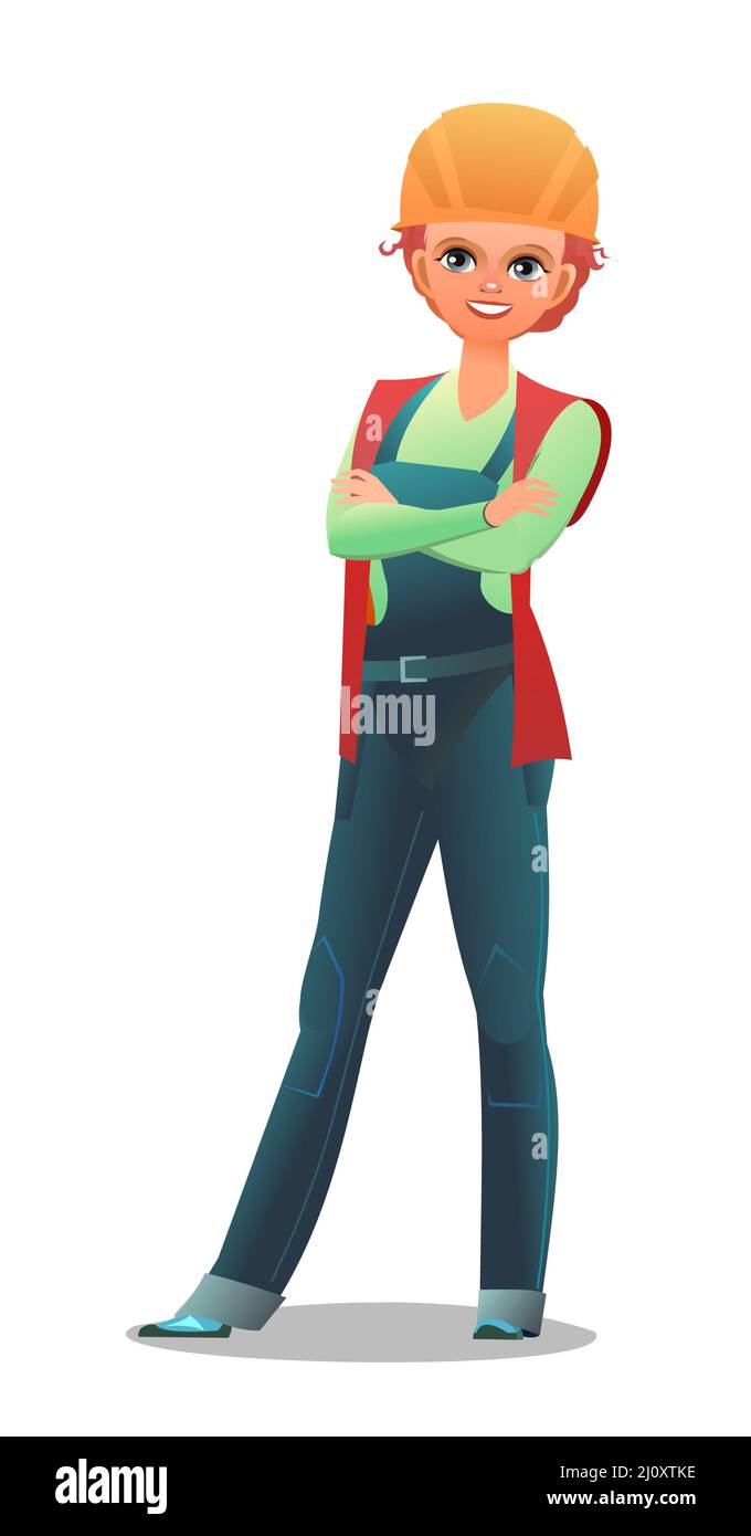 Little girl in overalls. Teen Handyman, locksmith or repairman ...