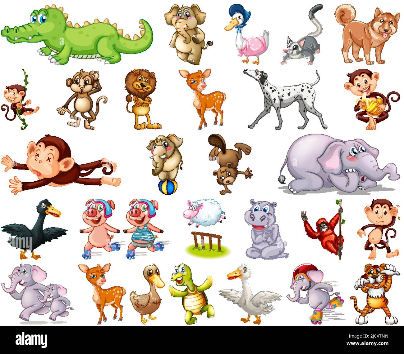 Set of animal cartoon character illustration Stock Vector Image & Art ...