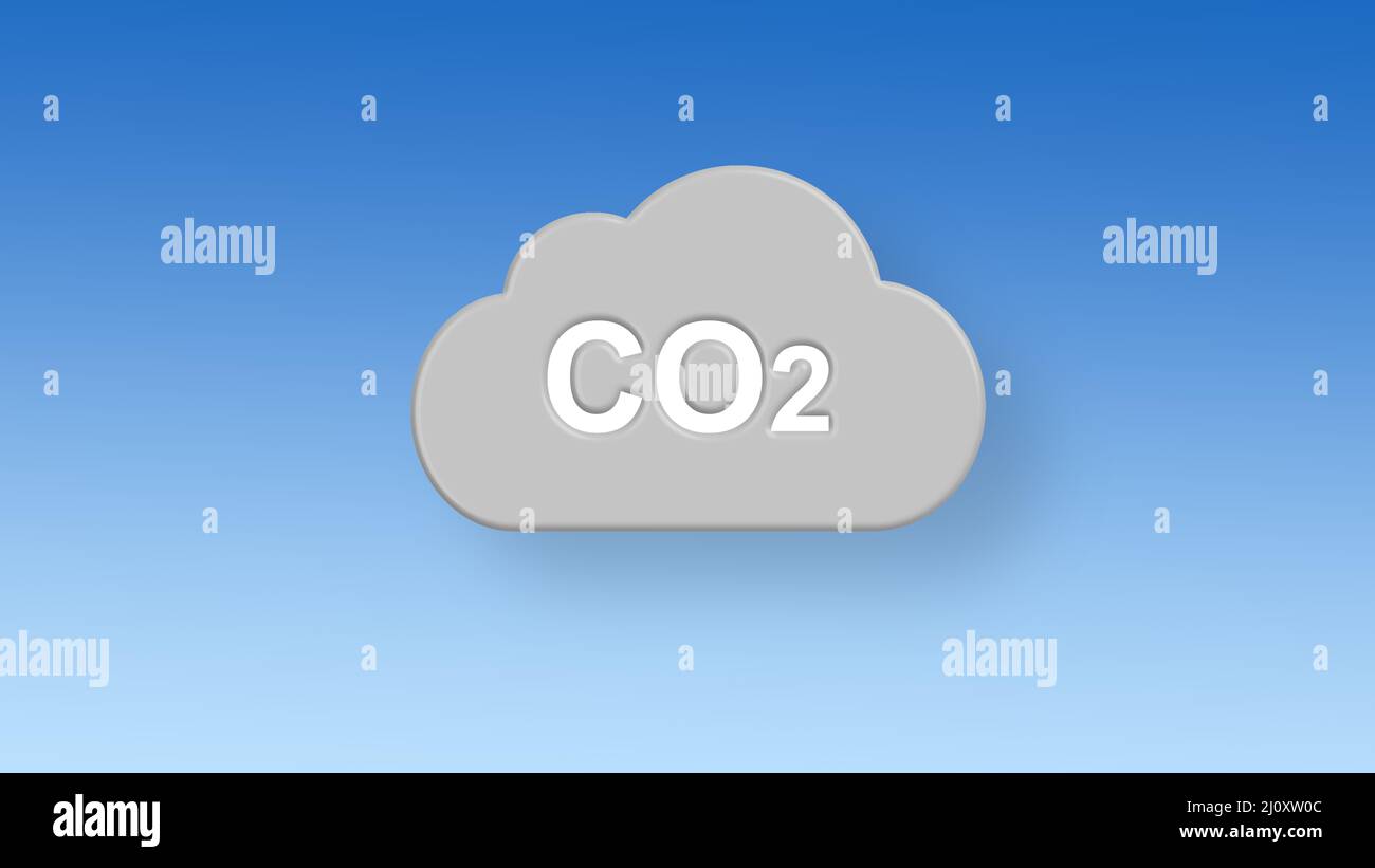 Illustration of a gray cloud with carbon dioxide formula written on it ...