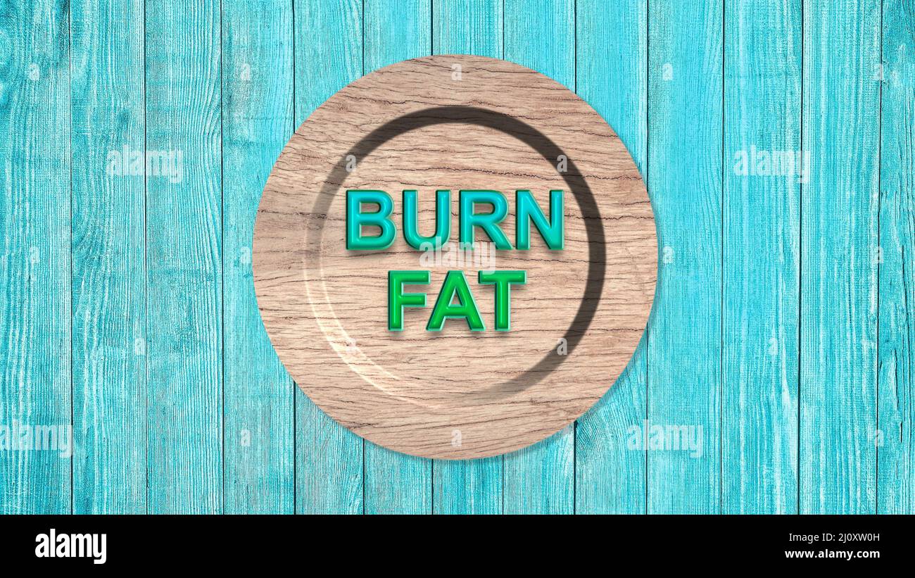 Illustration of a plate and a text on it that says "BURN FAT" isolated ...