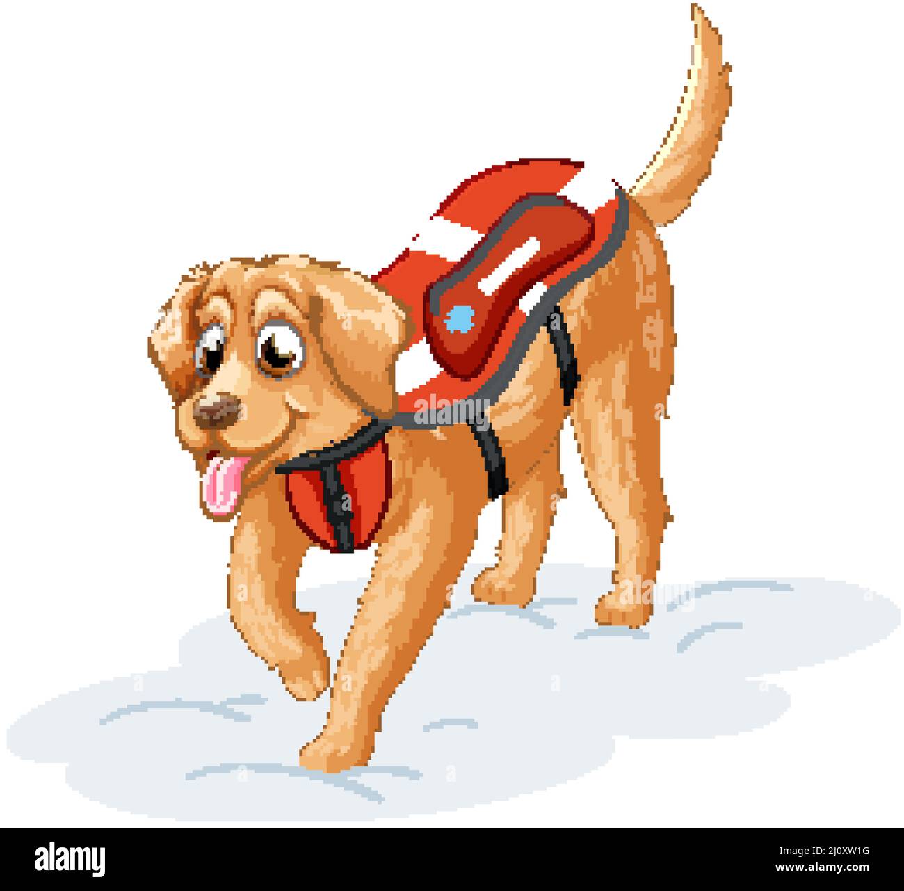 A dog in rescue uniform on white background illustration Stock Vector ...