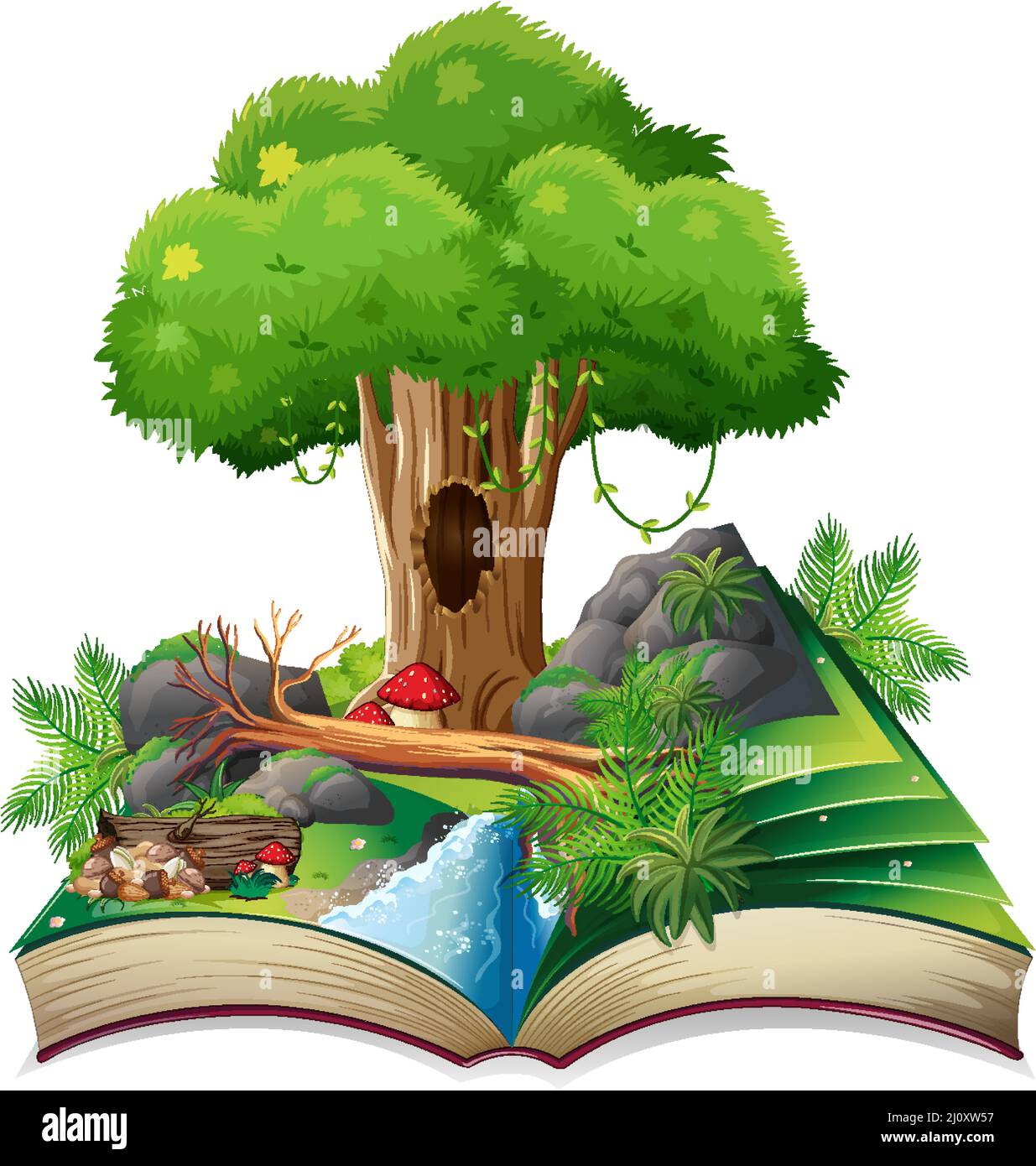 Open book with nature landscape illustration Stock Vector Image & Art ...