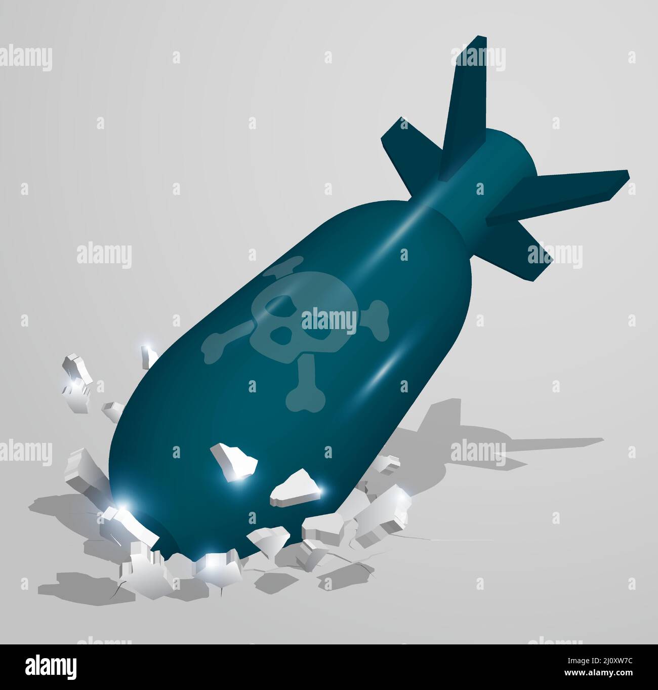 Isometric Bomb, mortar shell crashed into the ground at high speed and ...