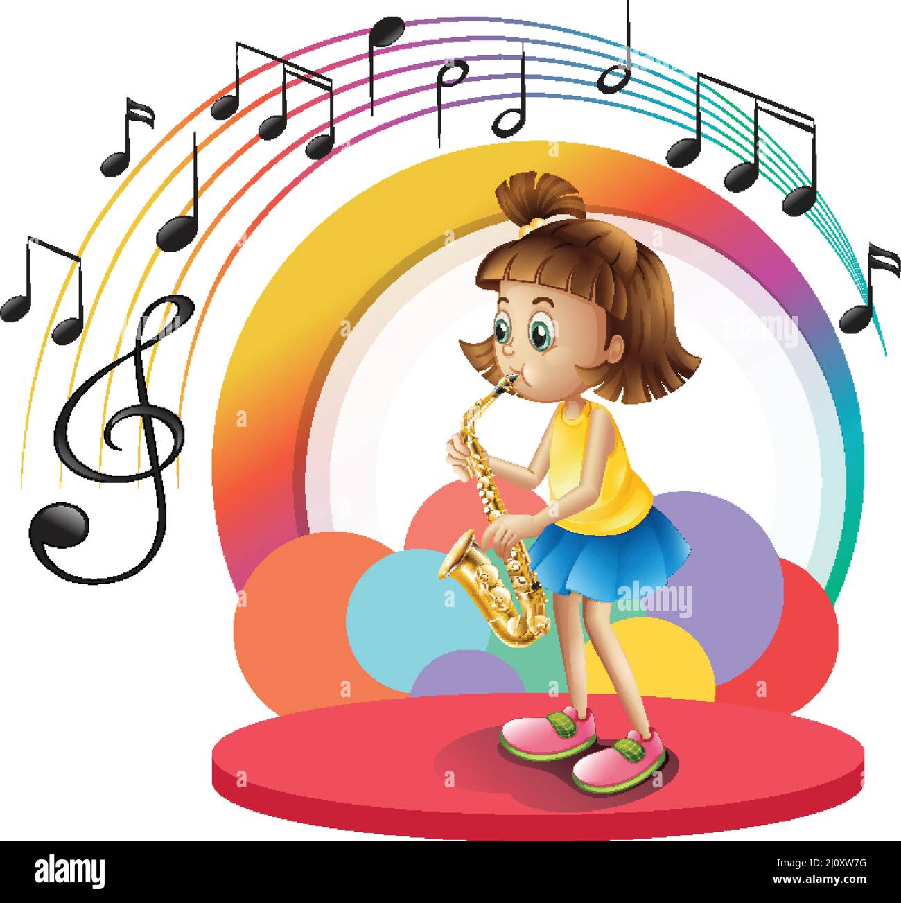Cute cartoon character with music instrument illustration Stock Vector ...