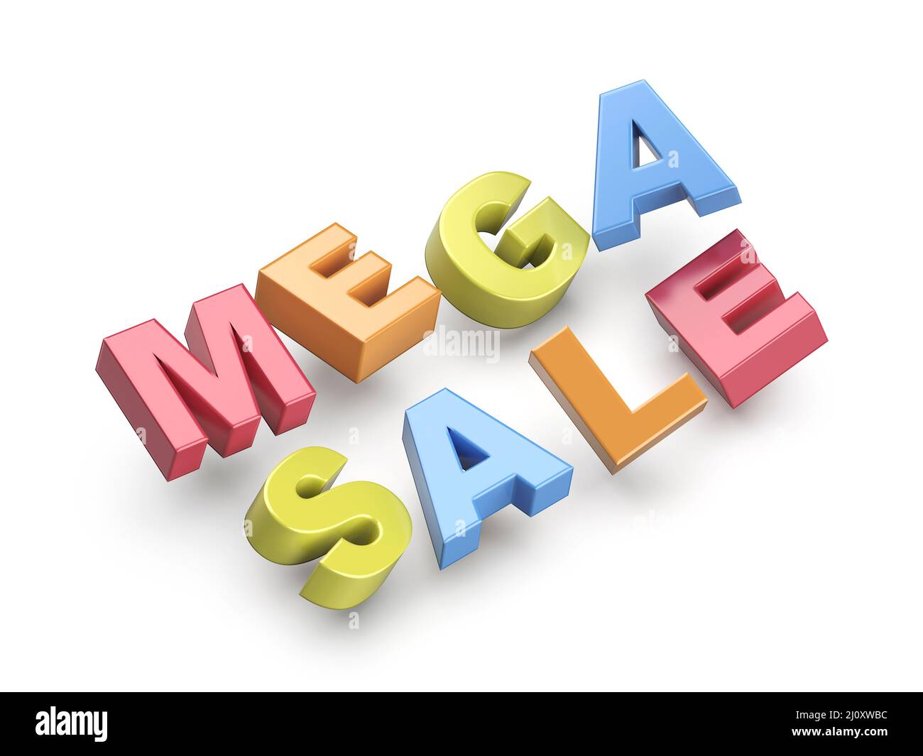 Mega sale promo text with colorful letters on white background Stock ...