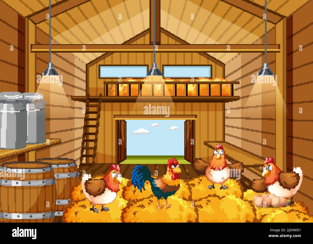 A chicken inside the barn illustration Stock Vector Image & Art - Alamy