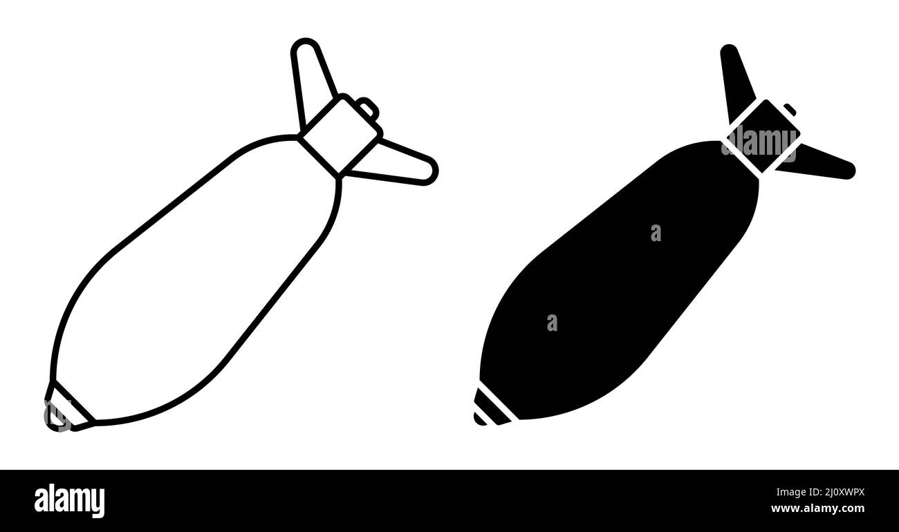 Linear icon, Bomb, mortar shell, offensive weapon during combat. Simple ...