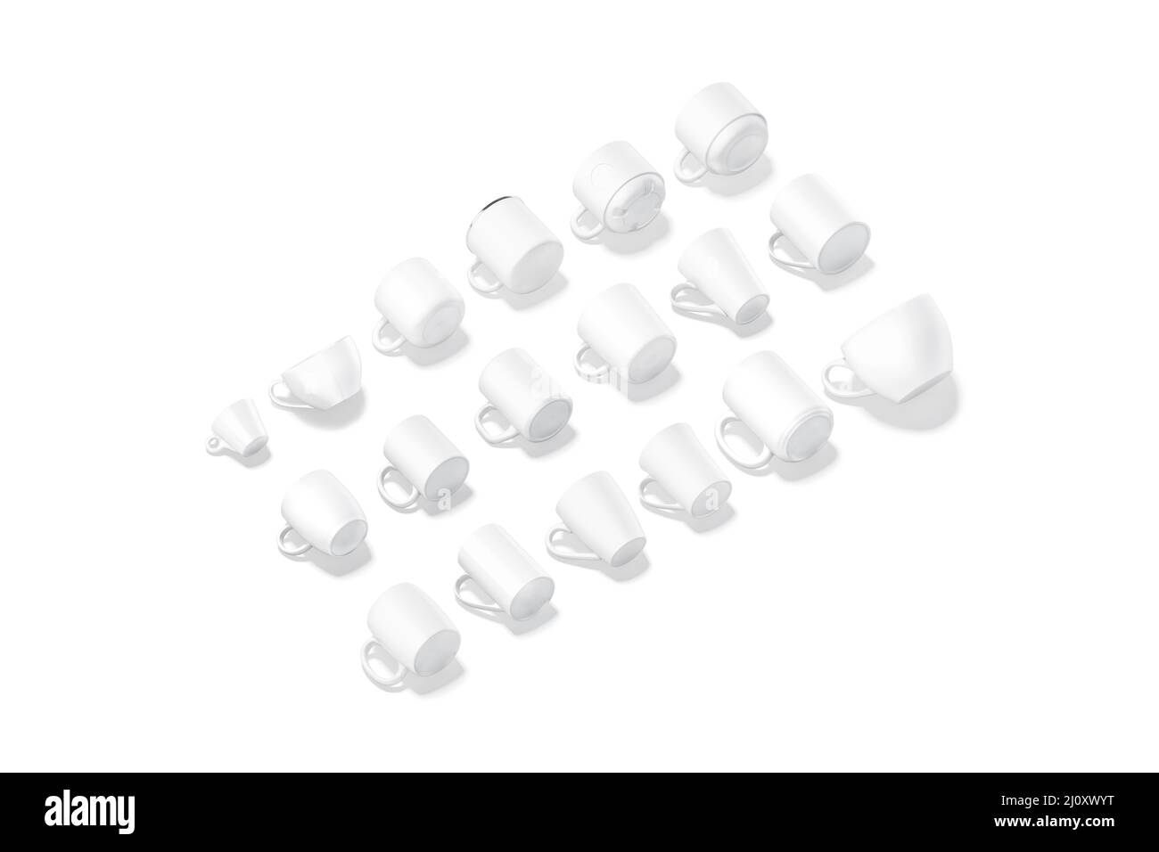 Blank white ceramic mug mock up lying, different types Stock Photo - Alamy