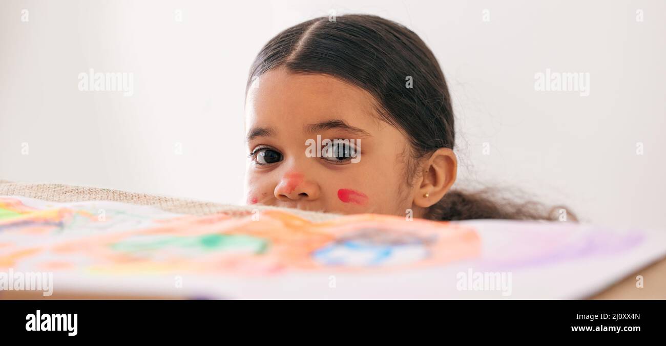 Someone made a mess and it wasnt me. Shot of an adorable little girl ...